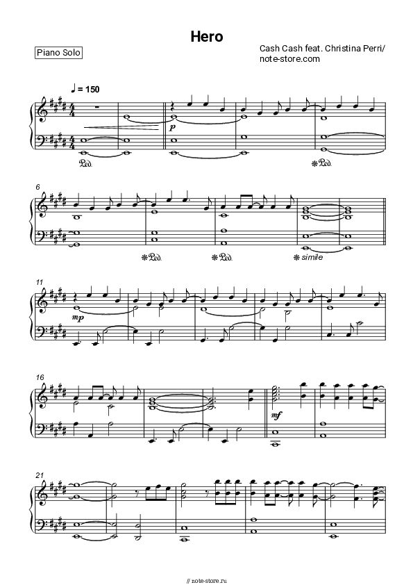 Ноты Cash Cash, Christina Perri - Hero - Пианино.Соло - Cash Cash ...