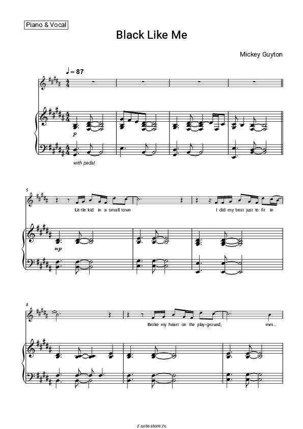 Ноты с вокалом Mickey Guyton - Black Like Me - Пианино&Вокал - Mickey ...