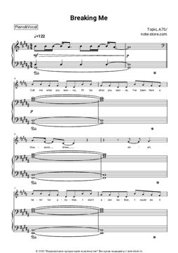 Ноты с вокалом Topic, A7S - Breaking Me - Пианино&Вокал - Topic ...