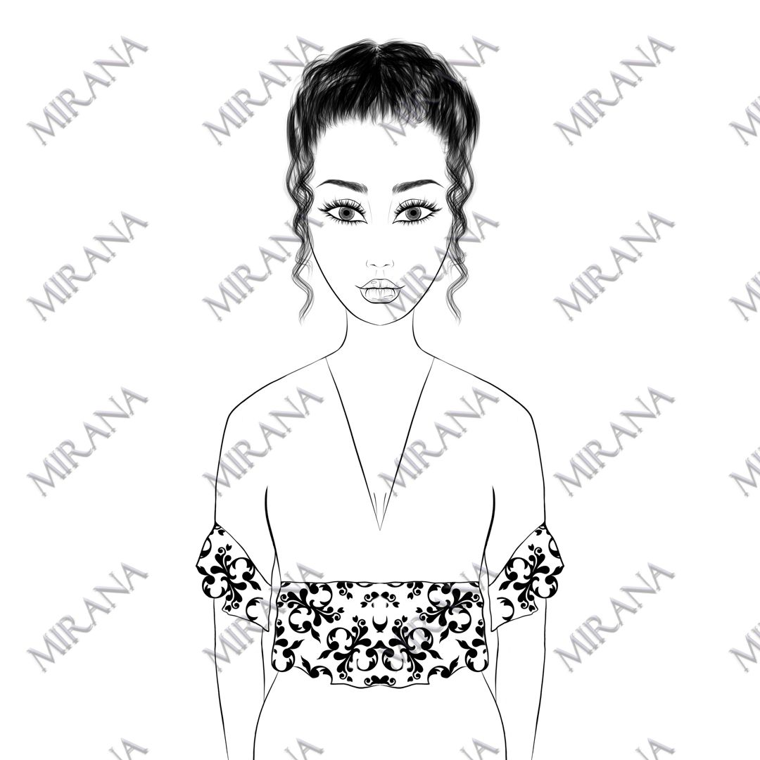 Девушка раскраска принт для одежды цифровой рисунок Милена Иванова скачать на Wildberries
