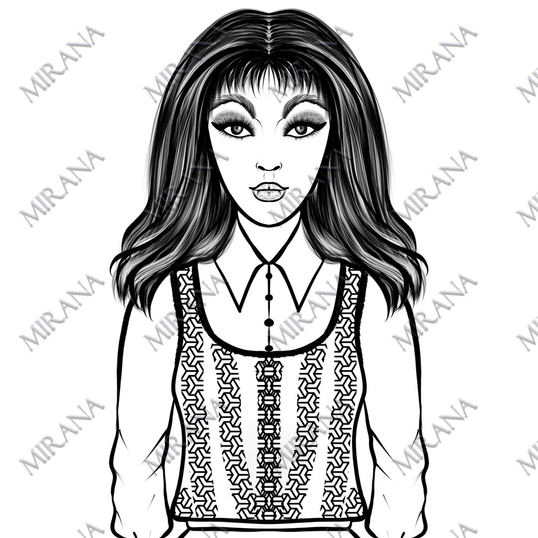 Девушка раскраска принт для одежды цифровой рисунок Милена Иванова скачать на Wildberries