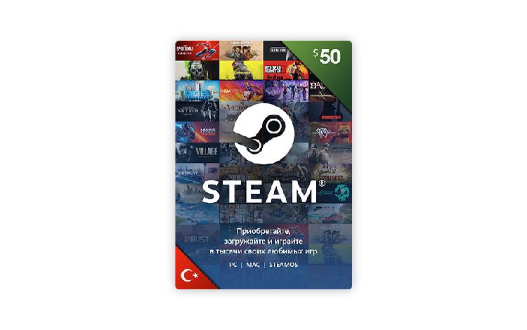 Карта оплаты Steam 50 USD Turkey [Цифровая версия] - скачать ключи на Wildberries Цифровой | 208085