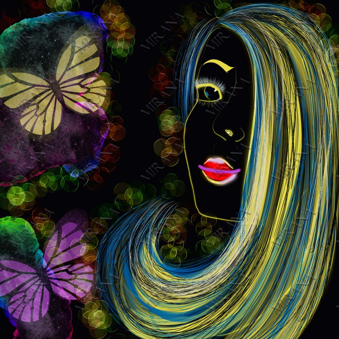 Абстракция девушка постер принт для печати цифровой рисунок Милена Иванова скачать на