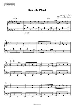 Ноты с вокалом Markus Becker - Das rote Pferd - Пианино&Вокал - Markus ...