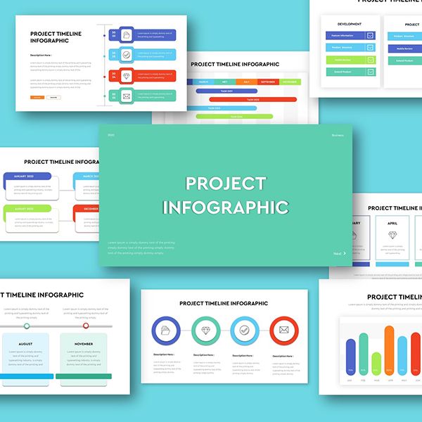 Шаблон бизнес презентации Project Infographic Biecom Market