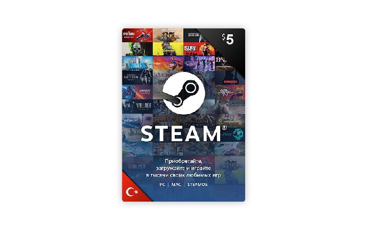 Карта оплаты Steam 5 USD Turkey [Цифровая версия] - скачать Ключи и ...