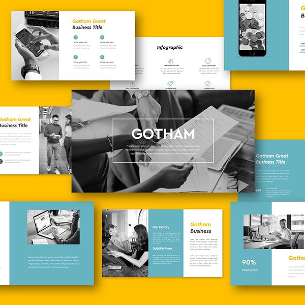 Шаблон бизнес презентации Gotham Biecom Market скачать на Wildberries Цифровой 149184