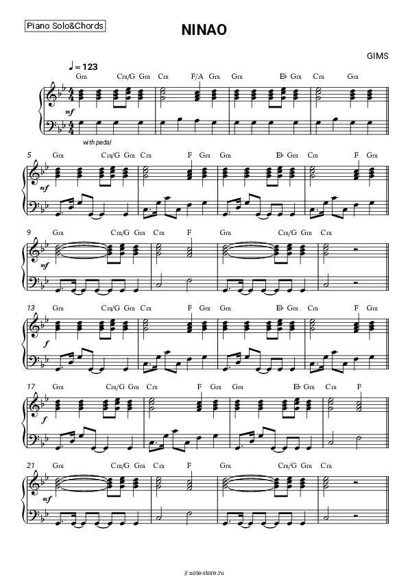 Ноты и аккорды GIMS - NINAO - Пианино.Соло&Аккорды - GIMS - скачать на ...