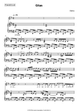 Ноты с вокалом Garou - Gitan - Пианино&Вокал - Garou - скачать на ...