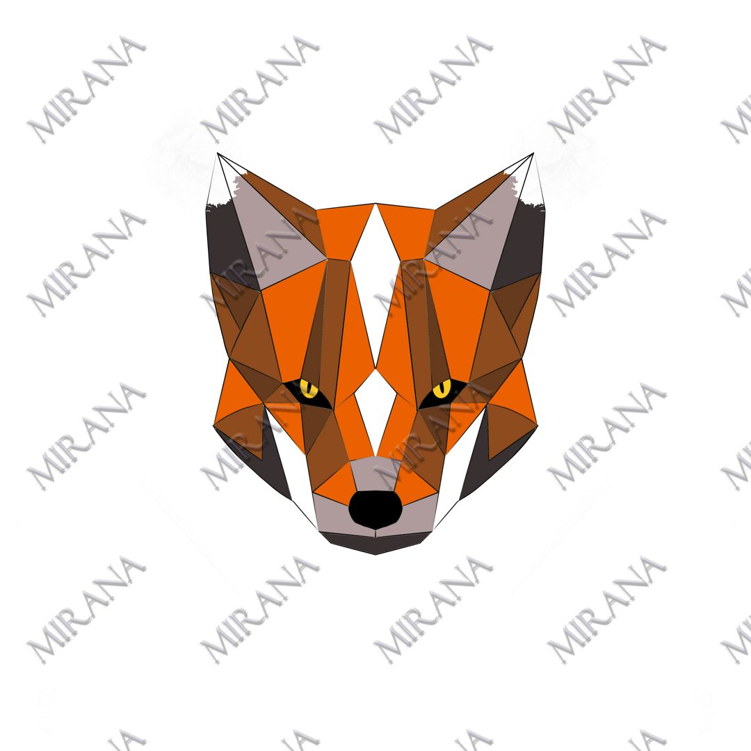 Лиса геометрия постер принт для печати цифровой рисунок Милена Иванова скачать на