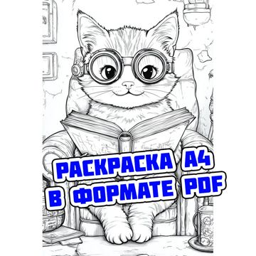 Раскраска "Кот в очках" - PDF для печати - Станислав Миков - скачать на ...