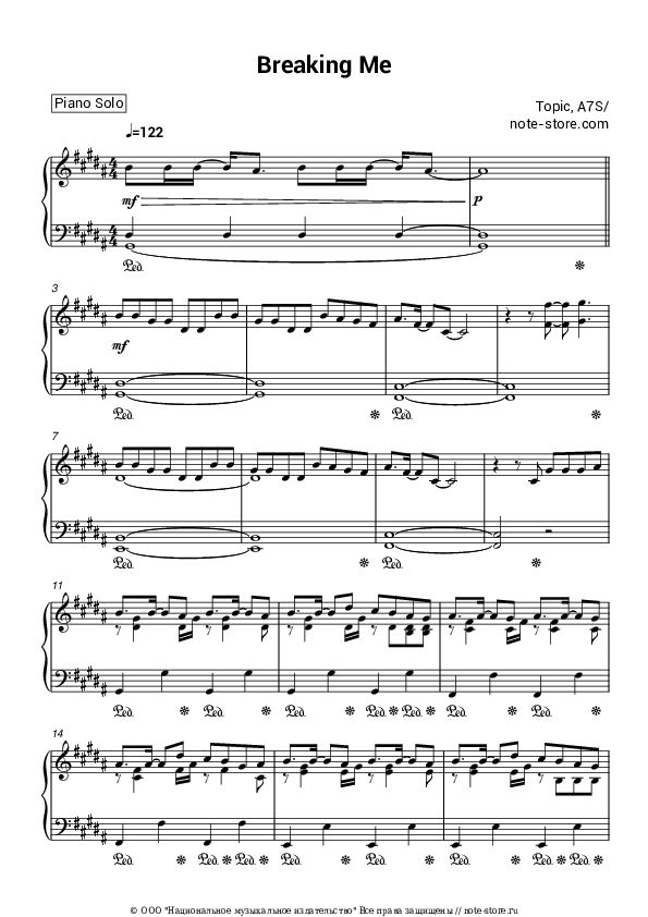 Ноты Topic, A7S - Breaking Me - Пианино.Соло - Topic - скачать на ...