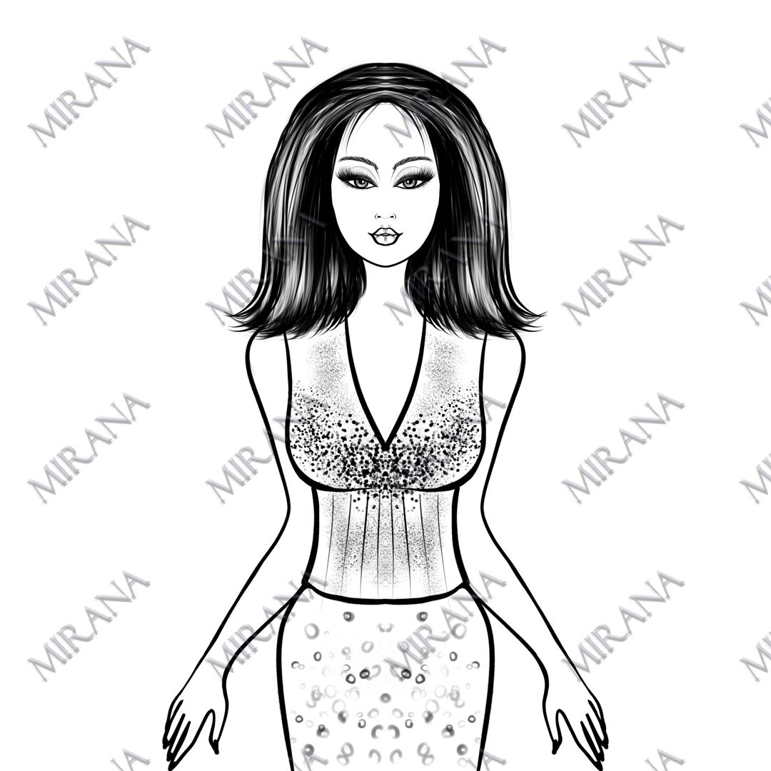 Девушка раскраска принт для одежды цифровой рисунок Милена Иванова скачать на Wildberries