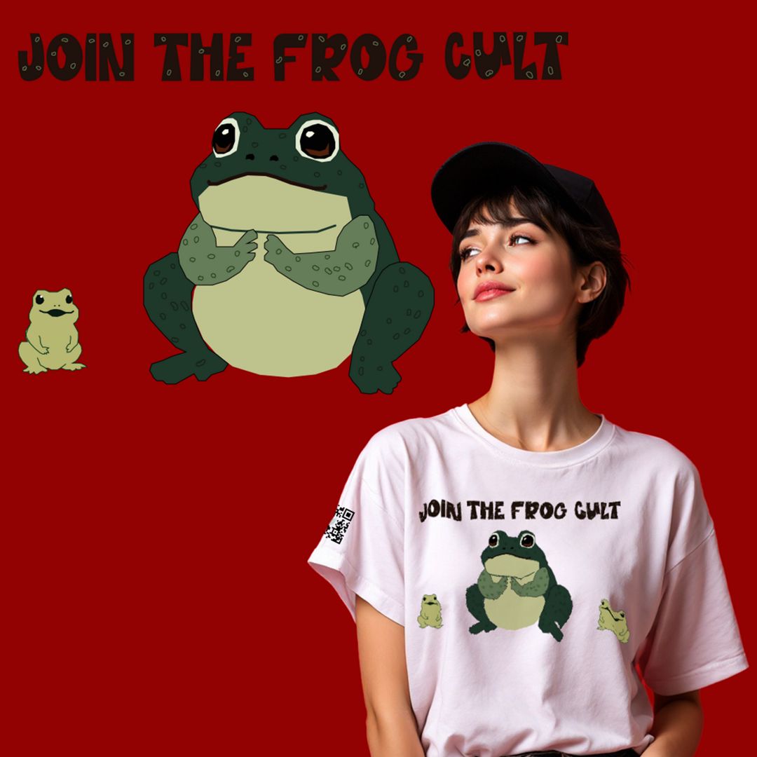 Join the frog cult - уникальный принт для текстиля или аксессуаров, где ...