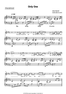 Ноты с вокалом Alex Band - Only one - Пианино&Вокал - Alex Band ...