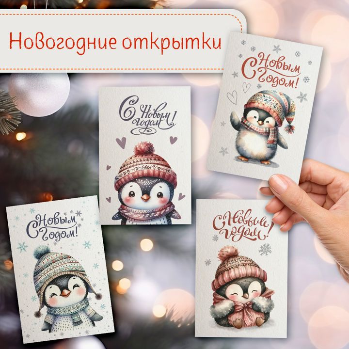 Новогодние открытки 30 шт. для печати PDF A6 с подписью и без ...