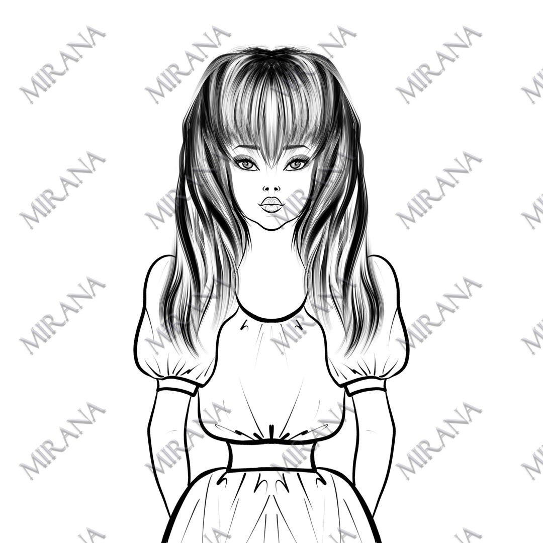 Девушка раскраска принт для одежды цифровой рисунок Милена Иванова скачать на Wildberries