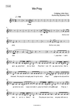 Ноты Coldplay, Little Simz - We Pray - Вокал - Coldplay - скачать на ...