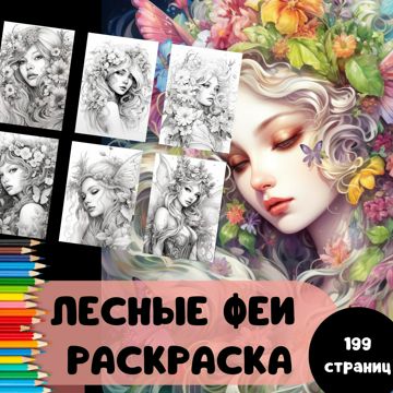 Цифровая раскраска Лесные феи – 200 страниц для творчества и релаксации ...