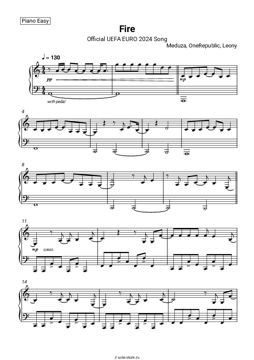 Лёгкие ноты Meduza - Fire (Official UEFA EURO 2024 Song) - Пианино.Easy ...