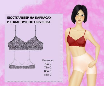 Выкройка/ лекало 75С БЮСТГАЛЬТЕР НА КАРКАСАХ ИЗ ЭЛАСТИЧНОГО КРУЖЕВА - фабрика-строчка - скачать ...