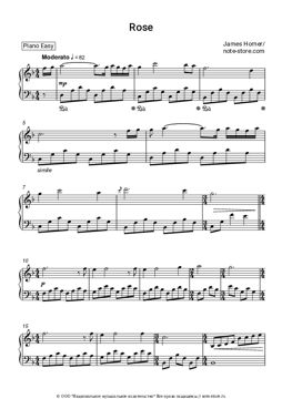 Лёгкие ноты James Horner - Rose (Titanic Soundtracks) - Пианино.Easy ...