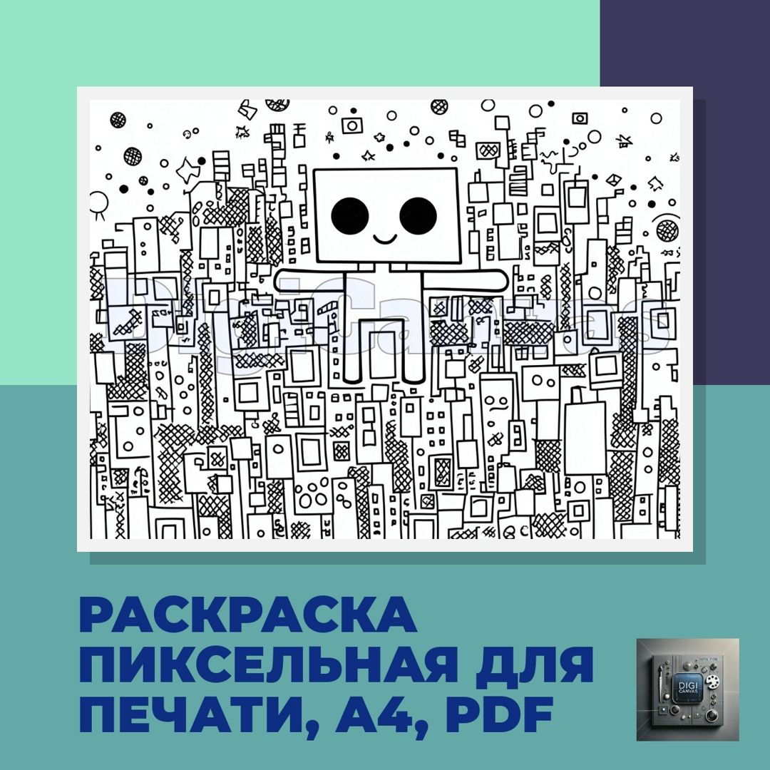 Раскраска пиксельная для детей, для печати, А4, PDF - DigiCanvas ...