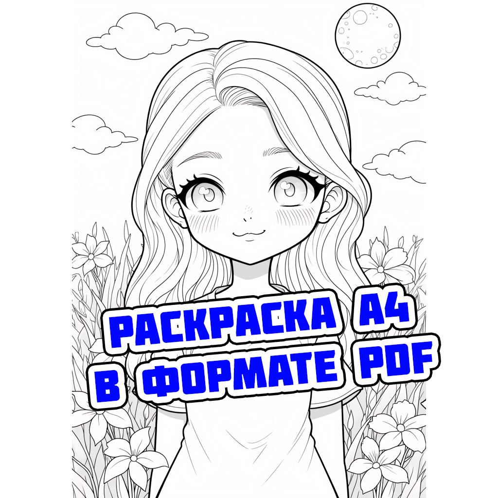 Раскраска: Милая аниме-девочка в цветах - PDF для печати - Станислав ...