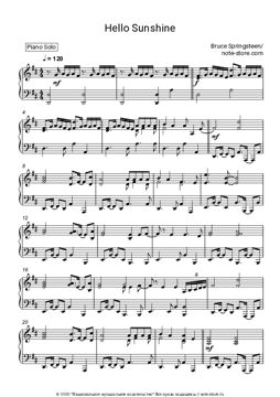 Ноты Bruce Springsteen - Hello Sunshine - Пианино.Соло - Bruce ...