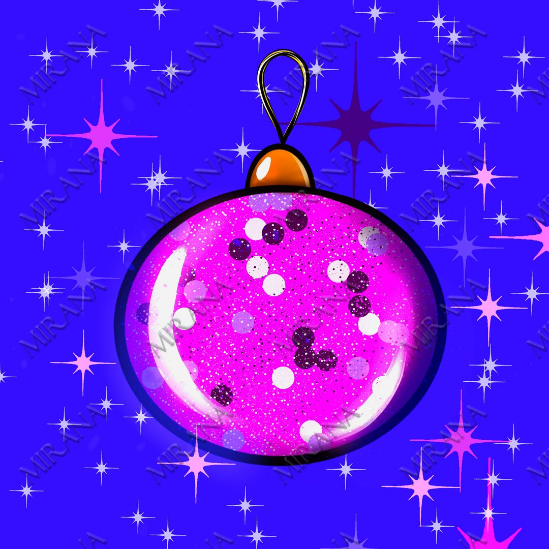 Новогодний елочный шар, постер/принт для печати (цифровой рисунок ...